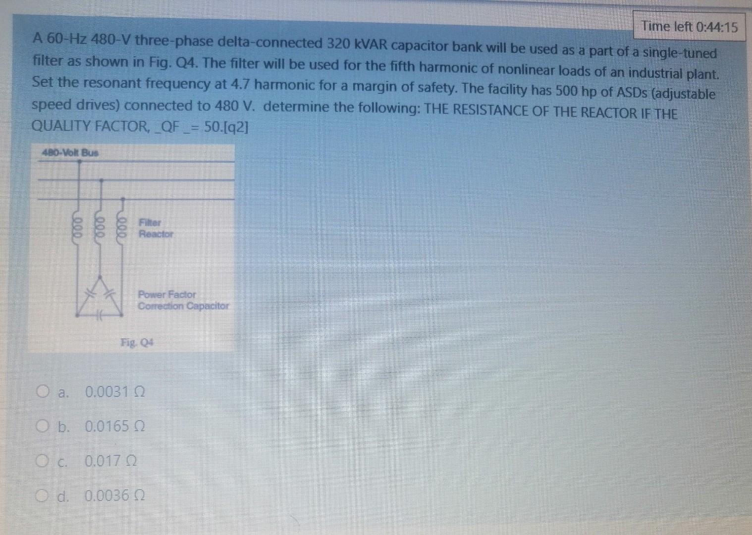 Solved A 60−Hz 480-V three-phase delta-connected 320kVAR | Chegg.com