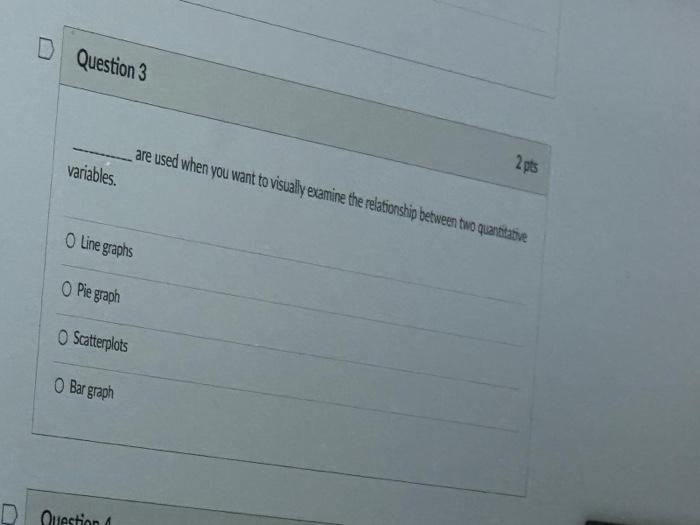 Solved D Question 3 variables. O Line graphs O Pie graph O | Chegg.com