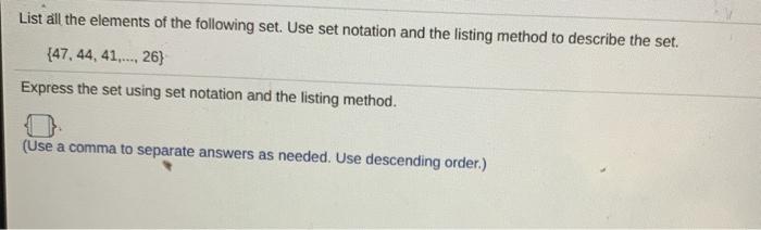 Solved List all the elements of the following set. Use set | Chegg.com