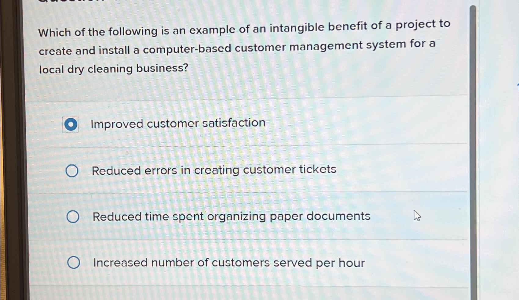 Solved Which of the following is an example of an intangible | Chegg.com