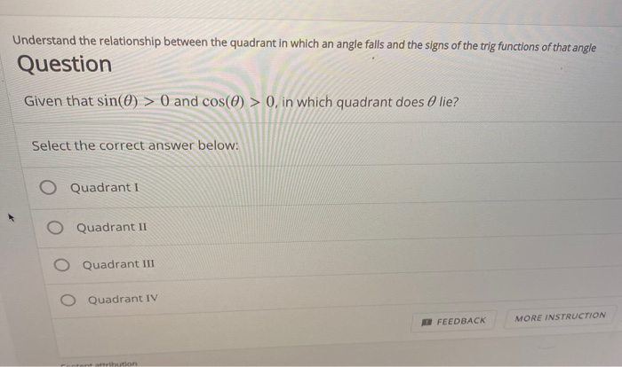 Solved Understand the relationship between the quadrant in | Chegg.com