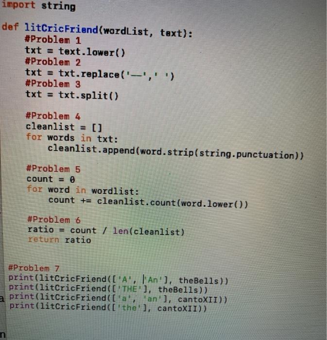 Solved Import String Def Litcricfriendwordlist Text 