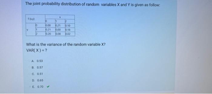Solved The joint probability distribution of random | Chegg.com