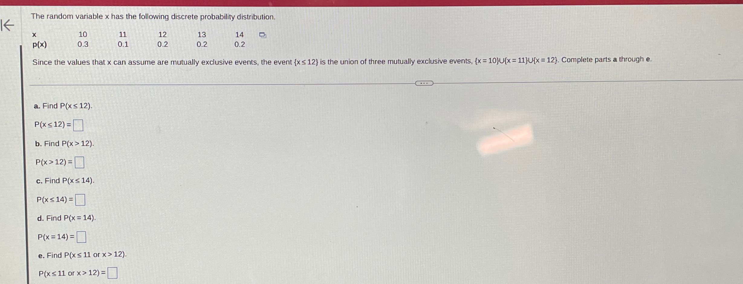 Solved The random variable x ﻿has the following discrete | Chegg.com