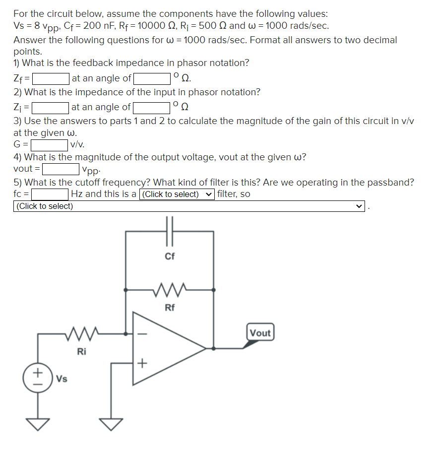 Solved For the circuit below, assume the components have the | Chegg.com