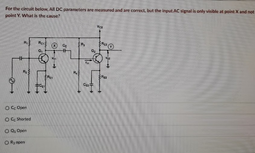 Solved For the circuit below, All DC parameters are measured | Chegg.com