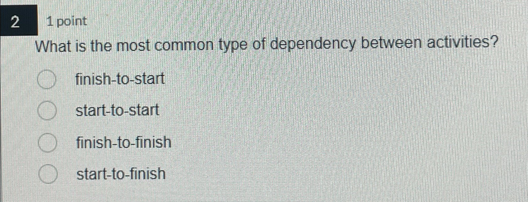 Solved 21 ﻿pointWhat is the most common type of dependency | Chegg.com
