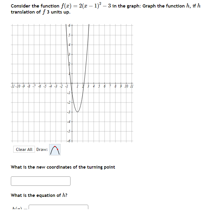 Solved Consider the function f(x)=2(x-1)2-3 ﻿in the graph: | Chegg.com