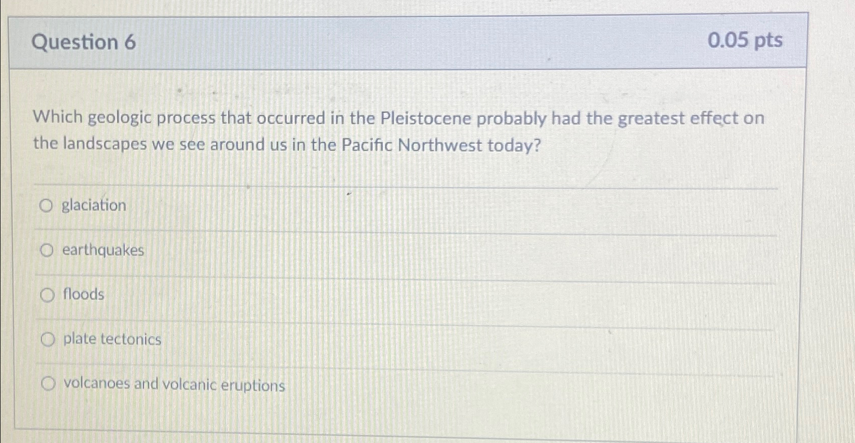 Solved Question 60.05ptsWhich geologic process that occurred | Chegg.com