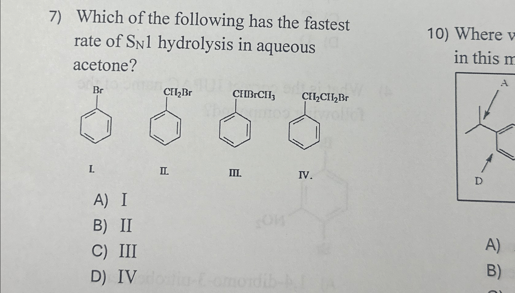 Solved Which of the following has the fastest rate of SN1 | Chegg.com