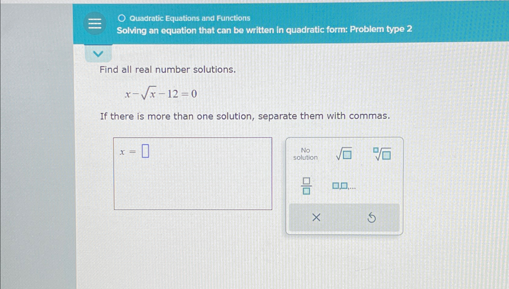 Solved Ouadratic Equations and FunctionsSolving an equation | Chegg.com