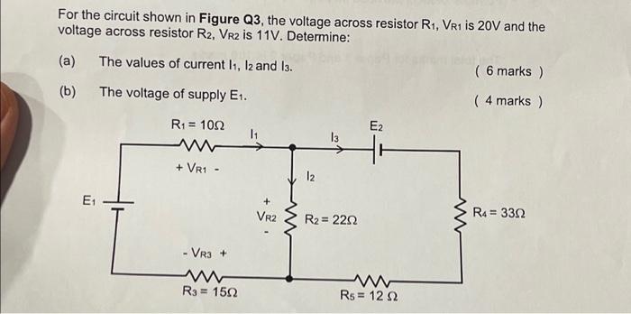 Solved For the circuit shown in Figure Q3, the voltage | Chegg.com