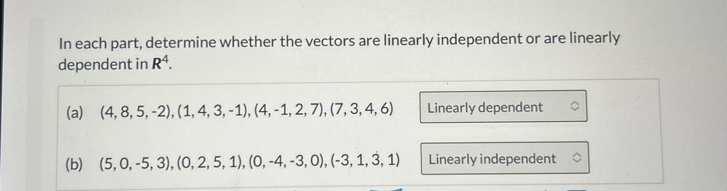 Solved In each part, determine whether the vectors are | Chegg.com