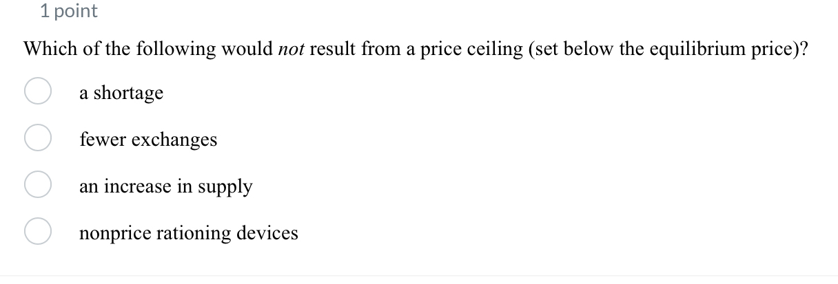 Solved 1 ﻿pointWhich of the following would not result from | Chegg.com