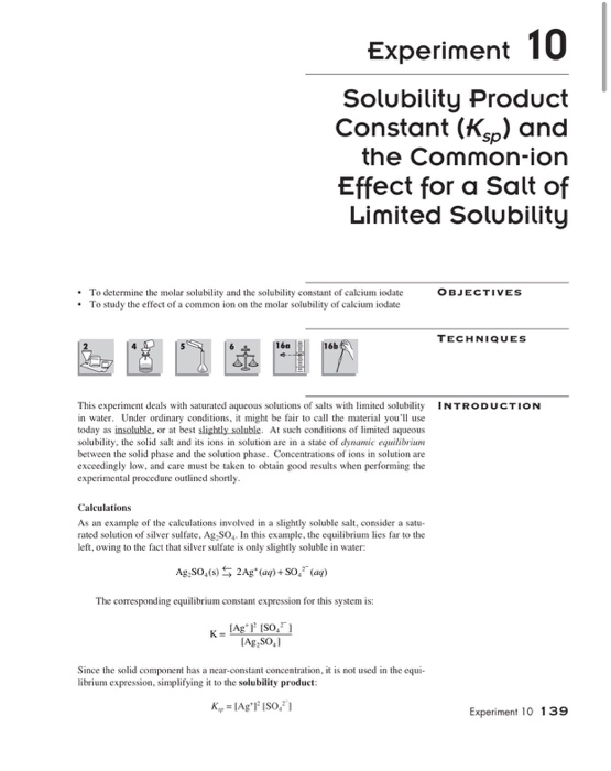 Solved Experiment 10 Solubility Product Constant (Ksp) and | Chegg.com