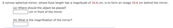 Solved A convex spherical mirror, whose focal length has a | Chegg.com