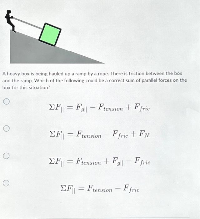 Solved A heavy box is being hauled up a ramp by a rope. | Chegg.com