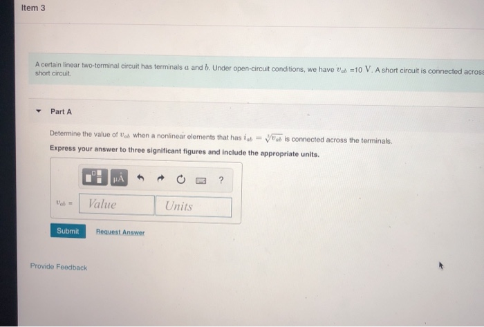 Solved Item 3 A certain linear two-terminal circuit has | Chegg.com