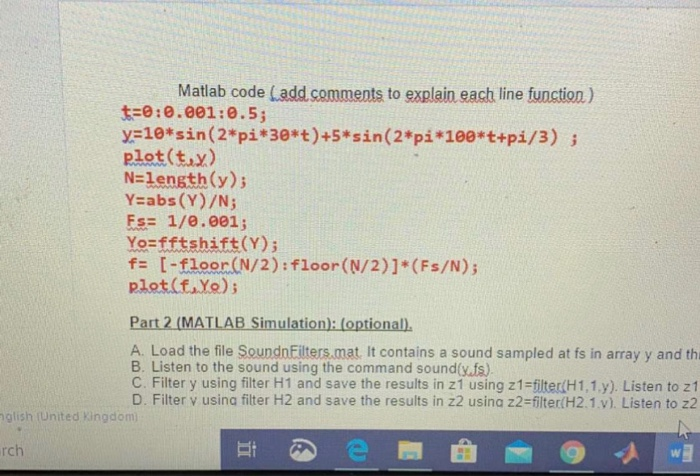 Solved Matlab code (add comments to explain each line | Chegg.com