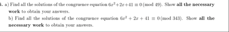 Solved a) ﻿Find all the solutions of the congruence equation | Chegg.com