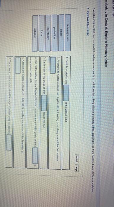 Solved En 24 Scabulary in Context: Kepler's Planetary Orbits | Chegg.com