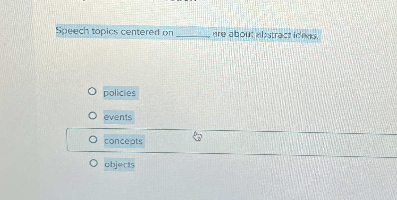 Solved Speech topics centered on ﻿are about abstract | Chegg.com