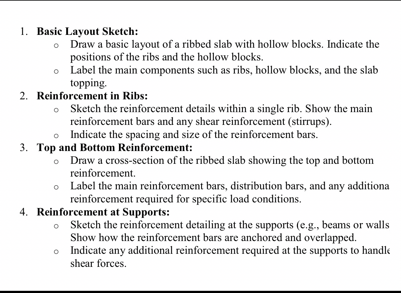 Solved Basic Layout Sketch:Draw a basic layout of a ribbed | Chegg.com