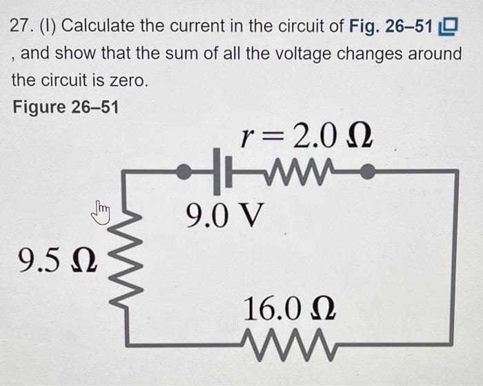 Solved 27 1 Calculate The Current In The Circuit Of Fig