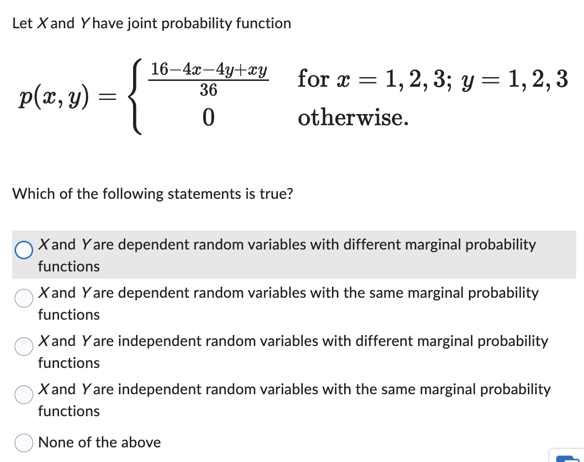 Solved Let x ﻿and Y ﻿have joint probability | Chegg.com