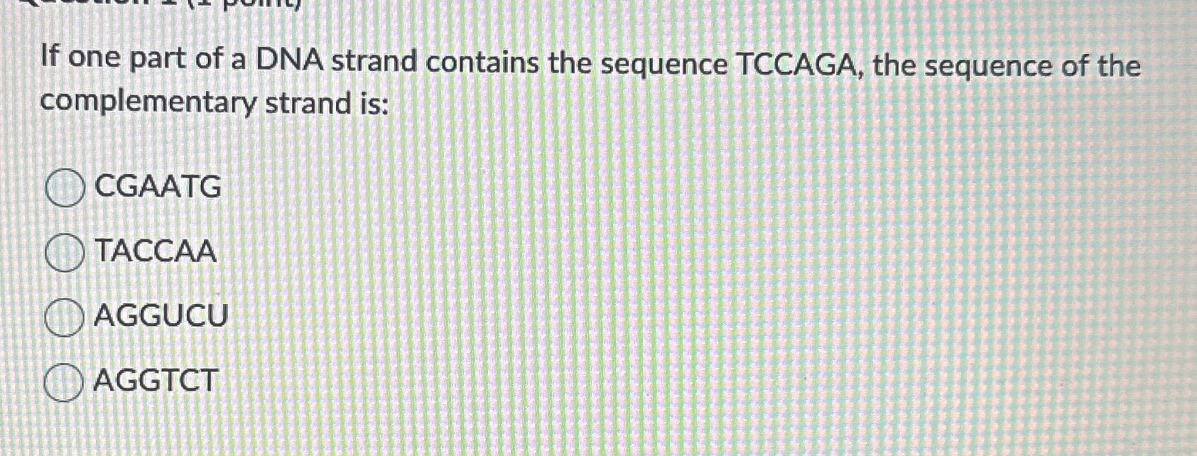 Solved If one part of a DNA strand contains the sequence | Chegg.com