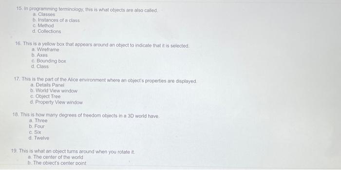 Solved Starting out with alice chapter 1 review questions | Chegg.com