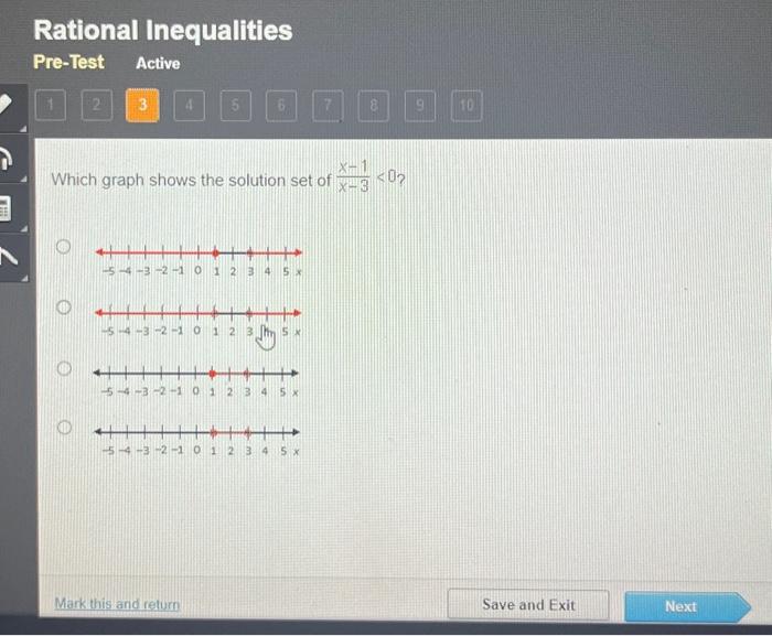 Solved Which graph shows the solution set of x−3x−1