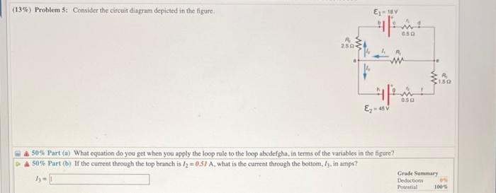 (13\%) Problem 5: Considet the circuir diagram | Chegg.com