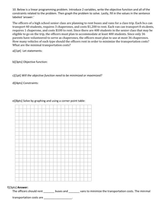 Solved 9. Below is a linear programming problem. Introduce 2 | Chegg.com