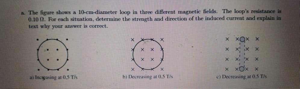 Solved a. The figure shows a 10-cm-diameter loop in three | Chegg.com