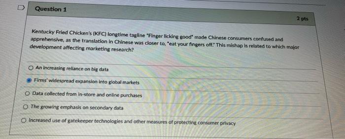 Solved Kentucky Fried Chicken's (KFC) longtime tagline | Chegg.com