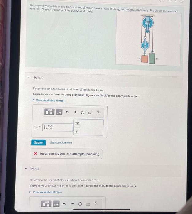 Solved The assembly consists of two blocks A and B which | Chegg.com