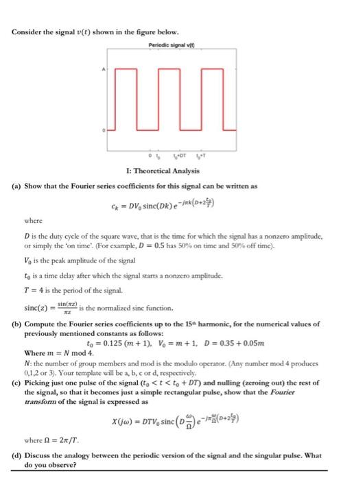 Solved Consider the signal \\( v(t) \\) shown in the figure | Chegg.com