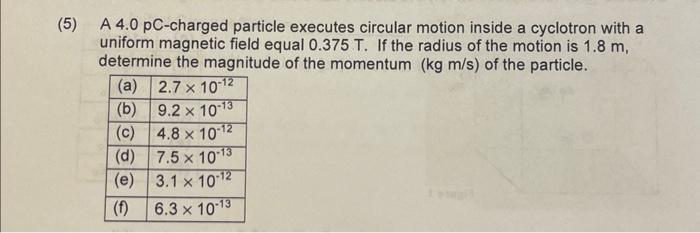 Solved (5) A 4.0 pC-charged particle executes circular | Chegg.com