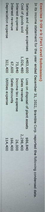 Solved Exercise 5-09 a-b (Part Level Submission) In its | Chegg.com