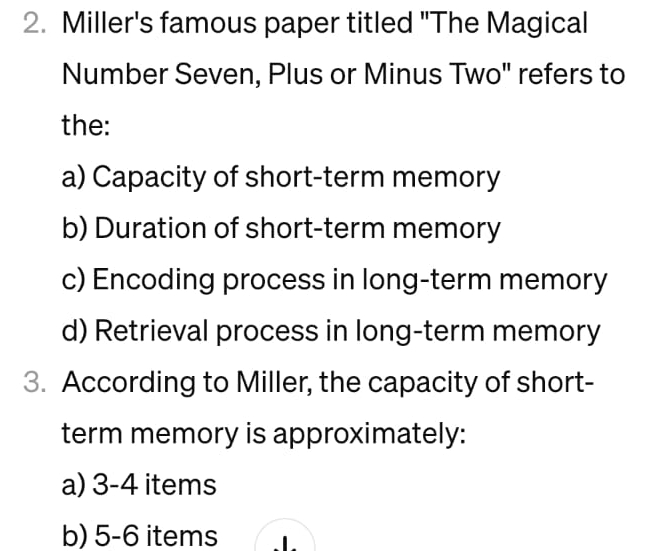 Solved Miller's famous paper titled "The Magical Number | Chegg.com