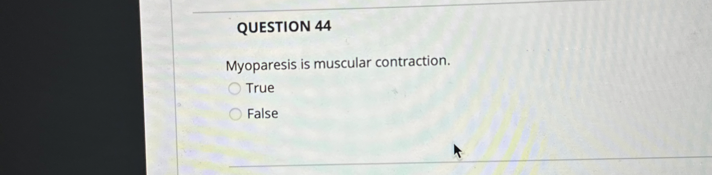 Solved QUESTION 44Myoparesis is muscular | Chegg.com