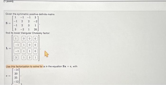 Solved Given the symmetric positive definite matrix | Chegg.com