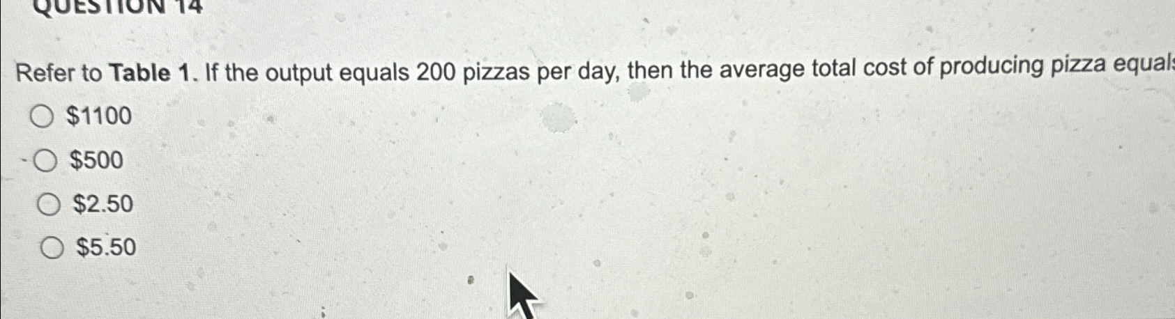 Solved Refer to Table 1. ﻿If the output equals 200 ﻿pizzas | Chegg.com