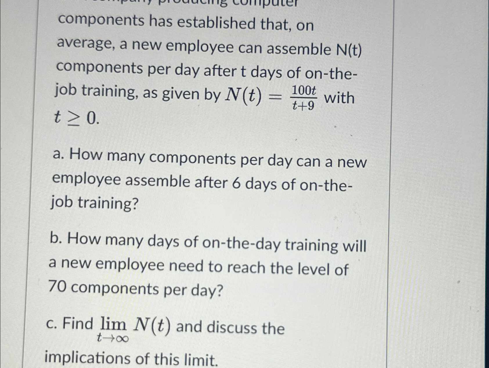 Solved components has established that, on average, a new | Chegg.com
