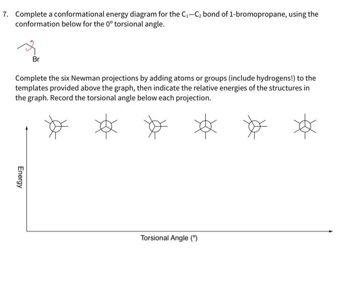 Solved 7. Complete a conformational energy diagram for the | Chegg.com
