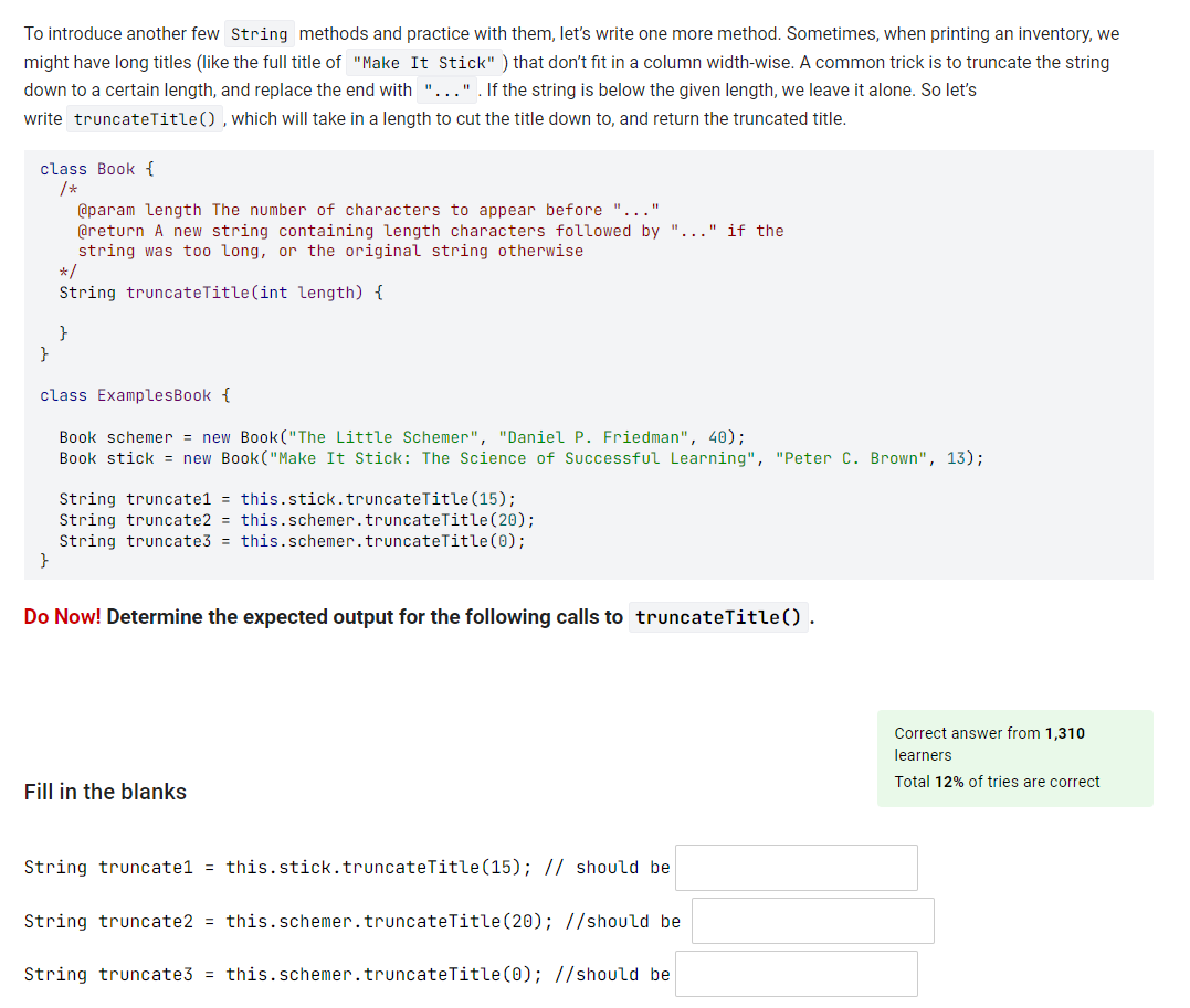Solved To introduce another fewmethods and practice with | Chegg.com
