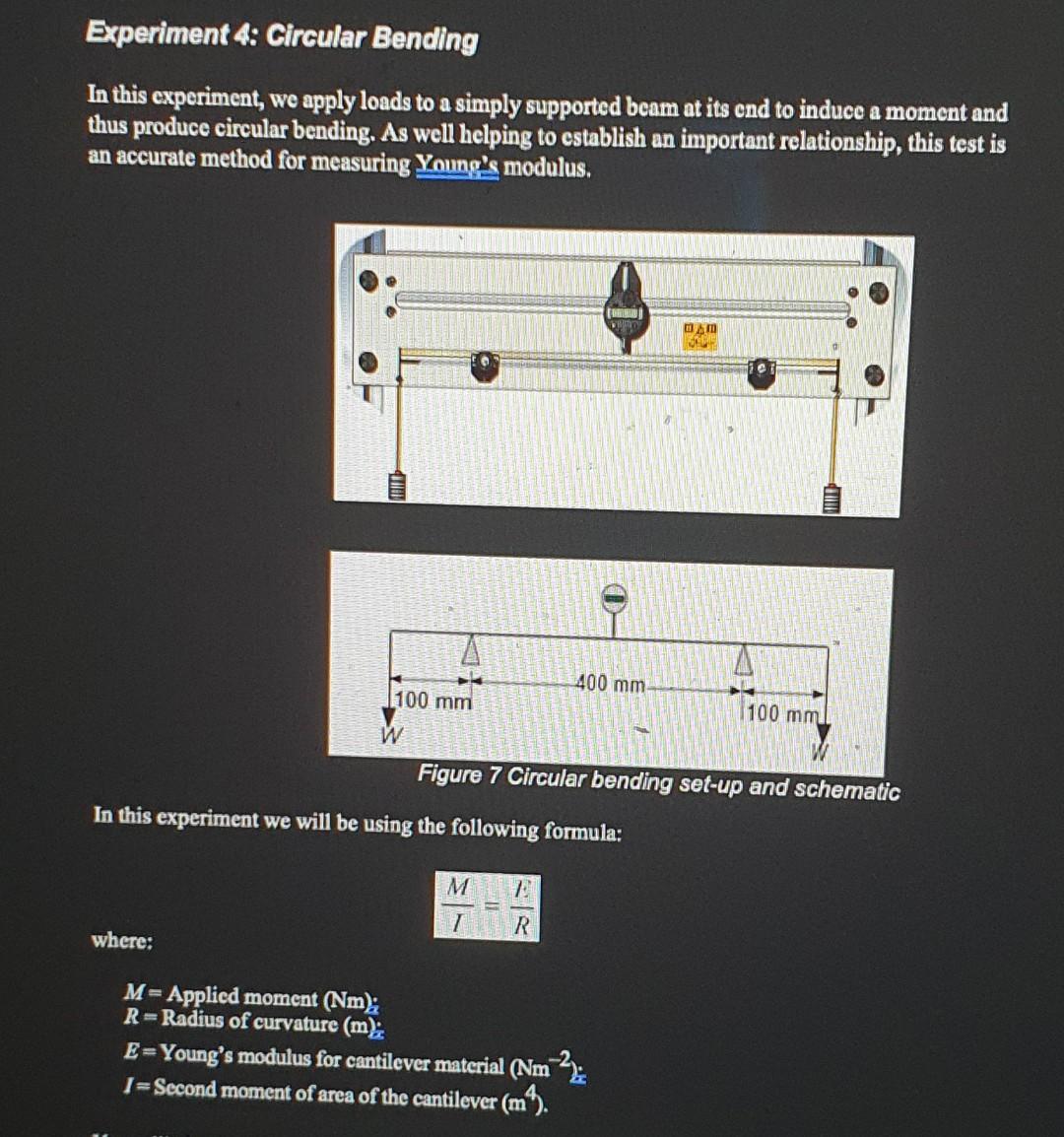 Solved Experiment 4: Circular Bending In this experiment, we | Chegg.com