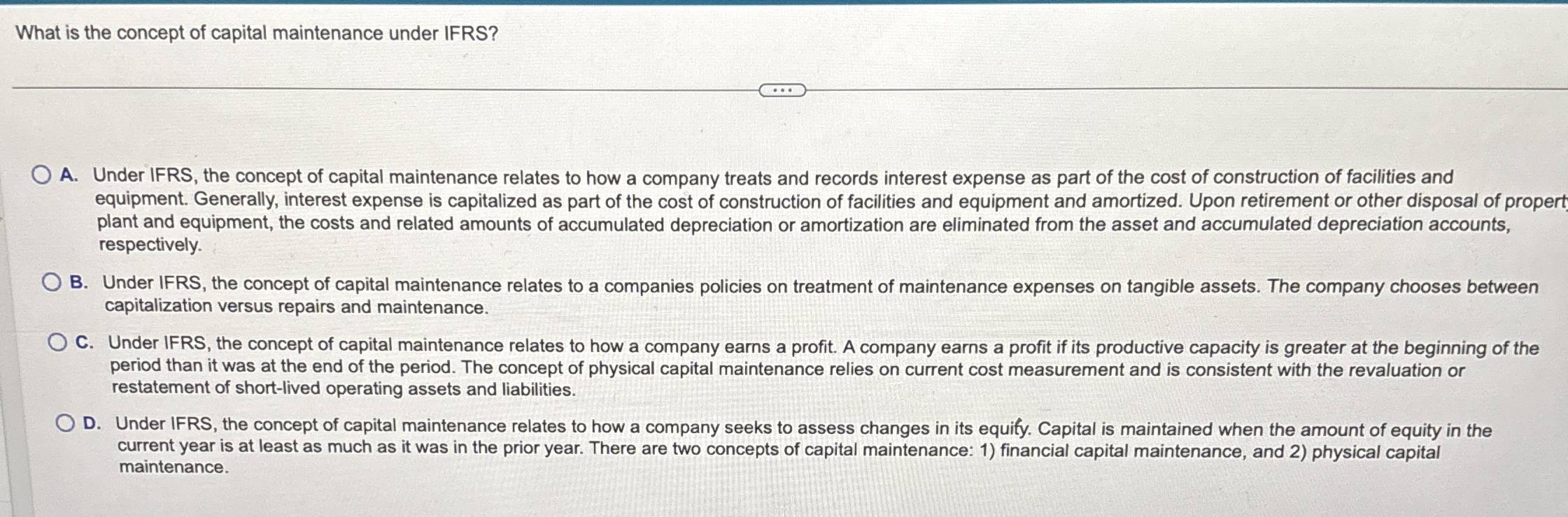 Solved What is the concept of capital maintenance under | Chegg.com