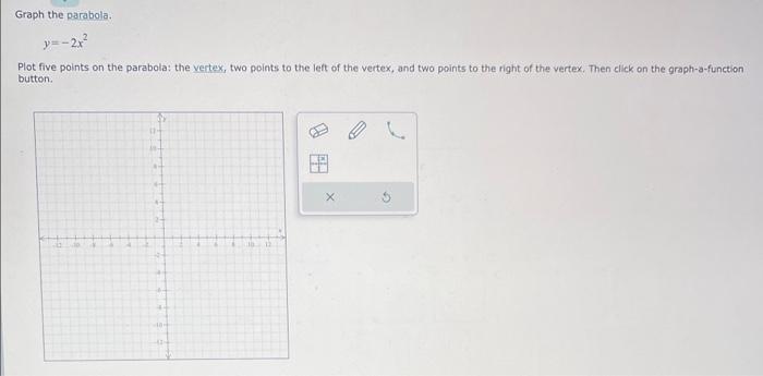 Graph the parabola. y=−2x2 Plot five points on the | Chegg.com